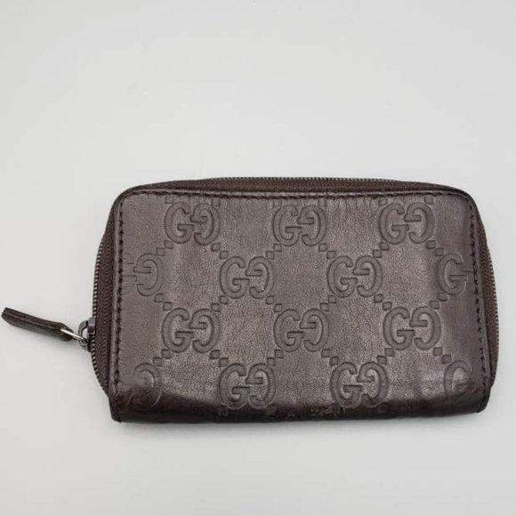 Gucci | Bags | Gucci Guccissima Dark Brown Leather Coin Purse Card ...